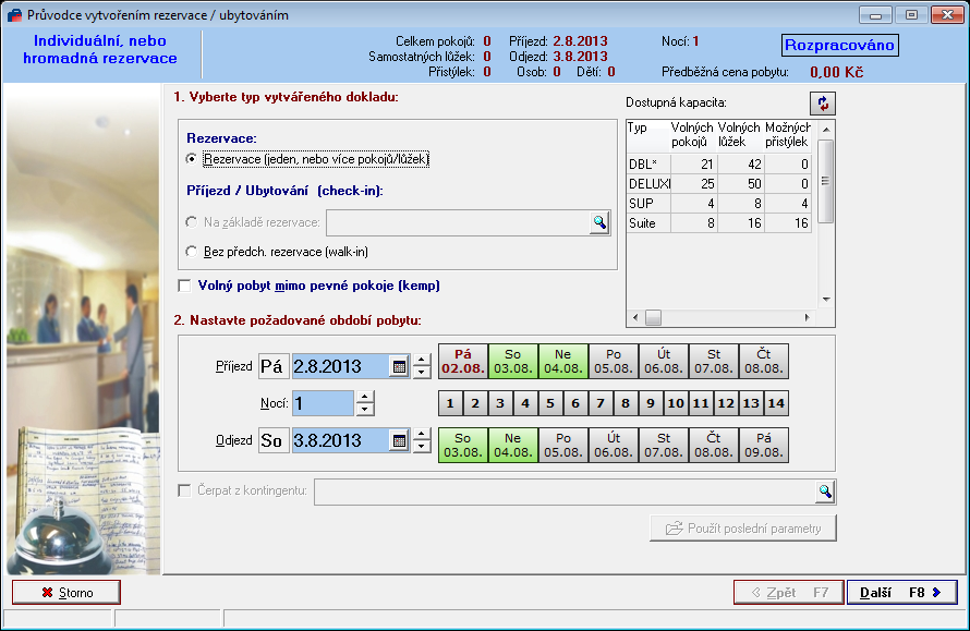 Rezervační hotelový systém snímky obrazovek | ABX software